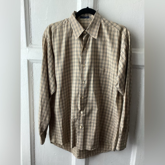 Burberry | Shirts | Burberry Tan Checkered Casual Shirt | Poshmark